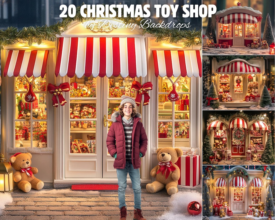 20 Christmas Toyshop Backdrops, Photo Studio Backdrops, Bokeh Overlays ...
