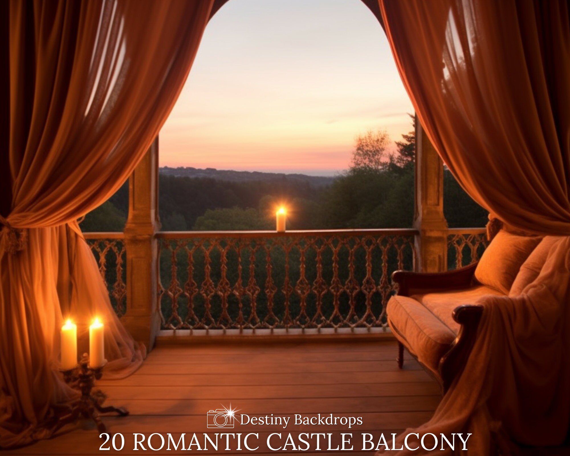 20 Romantic Castle Balcony Digital Backdrops Bundle Enchanting Medieval ...