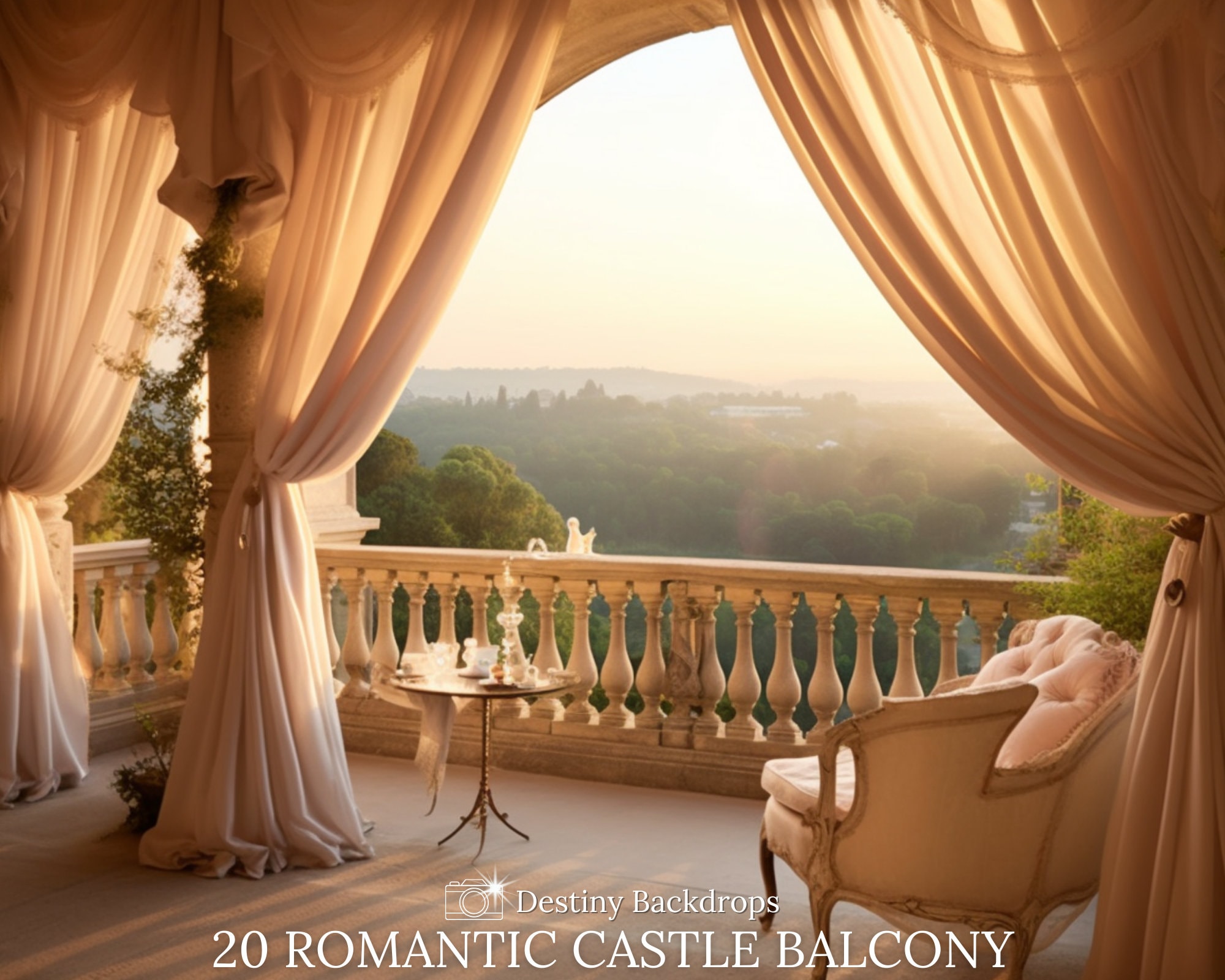 20 Romantic Castle Balcony Digital Backdrops Bundle Enchanting Medieval ...