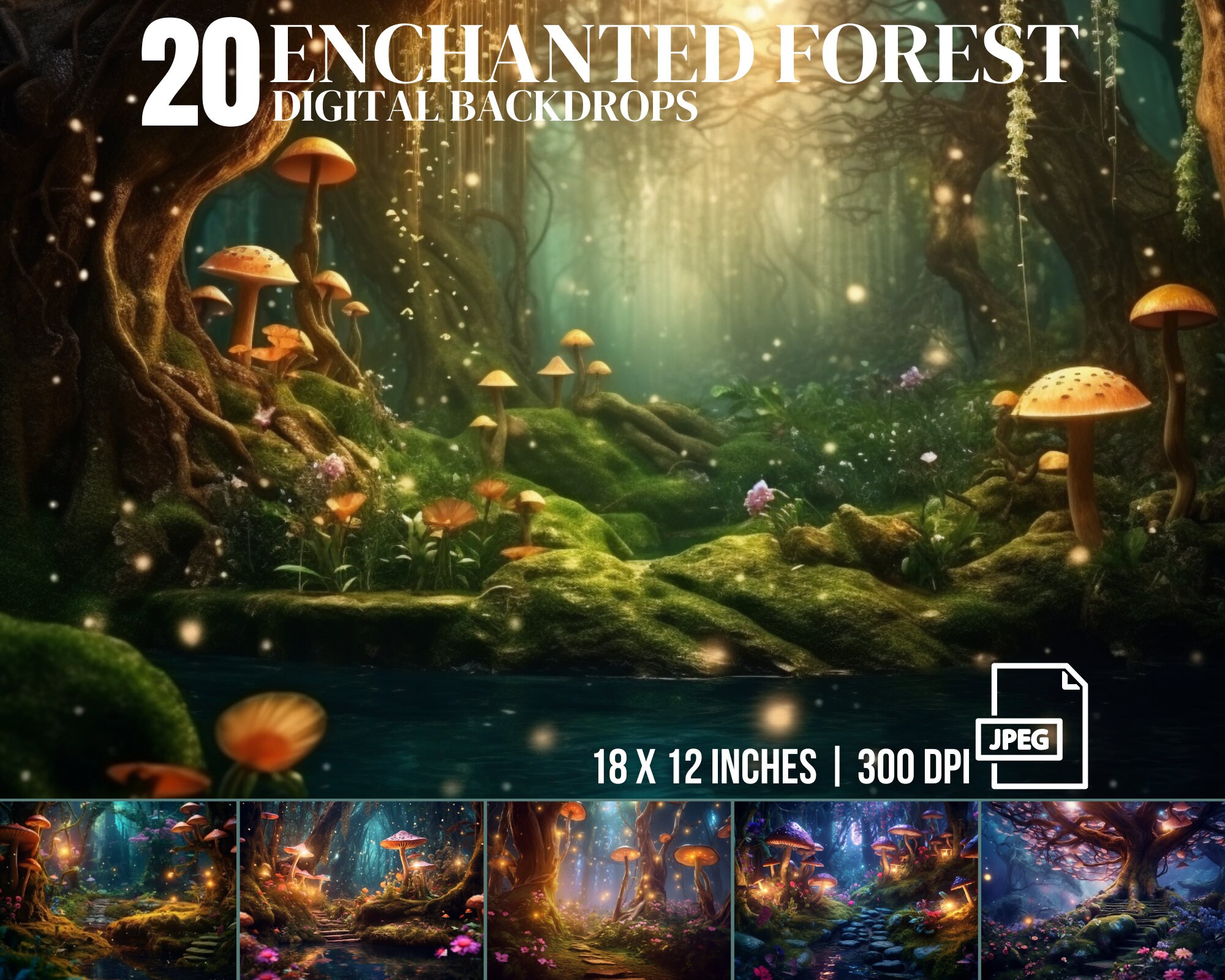 20 Magical Fairy Forest Background Digital Background Fantasy Forest ...