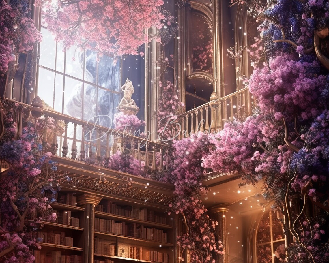 Fine Art Victorian Library Backdrop Floral Textured Art Lilac Flower ...