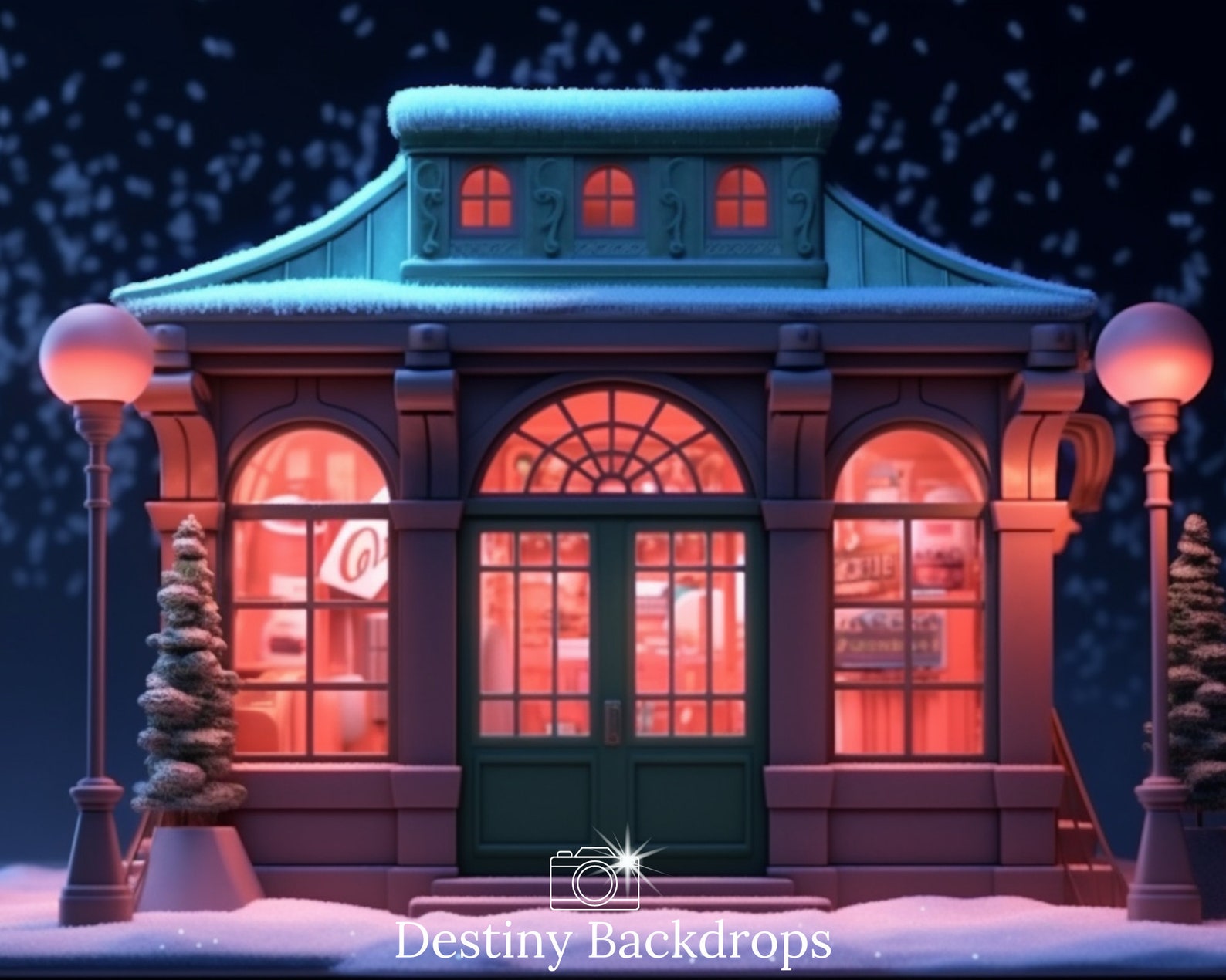 Polar Express Train Station Christmas Digital Backdrop for Kids ...