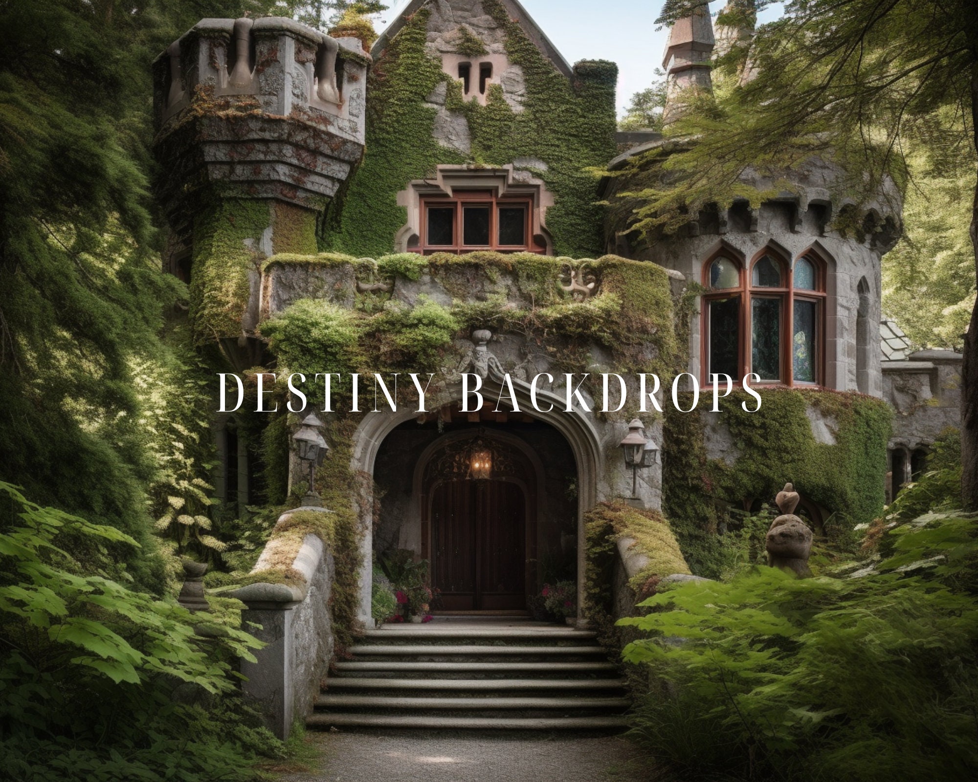 Enchanted Castle Digital Backdrop Magical Fairytale Forest Backdrop ...