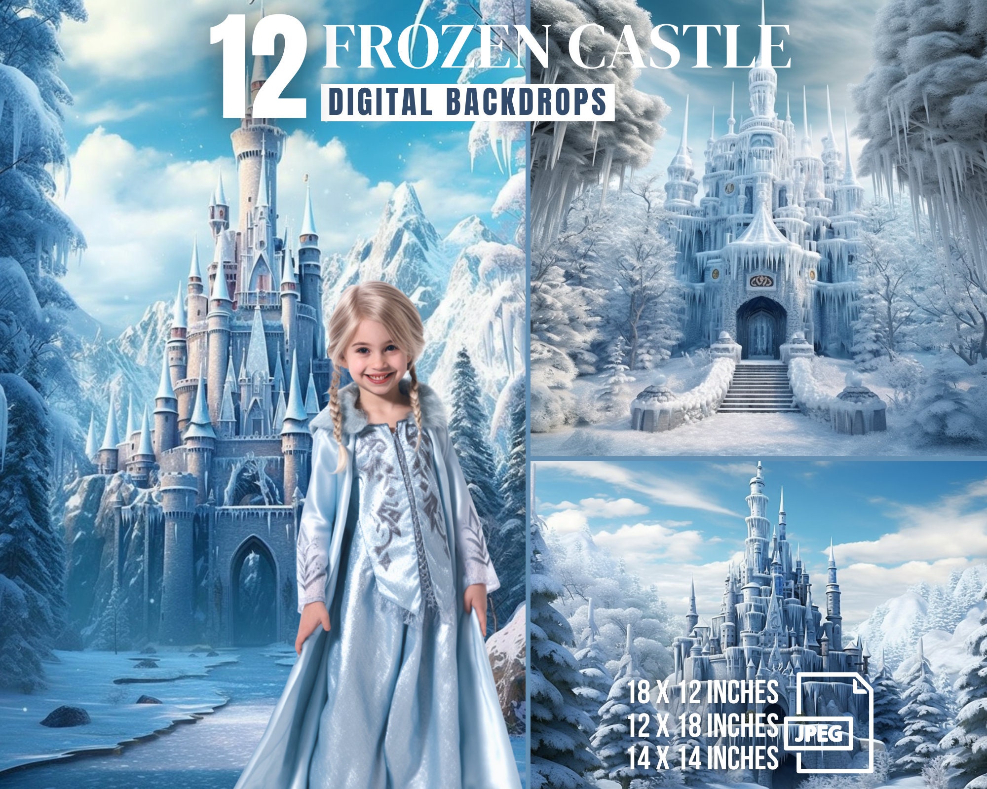 12 Frozen Castle Backdrops Winter Scene Winter Fantasy Blue Winter ...
