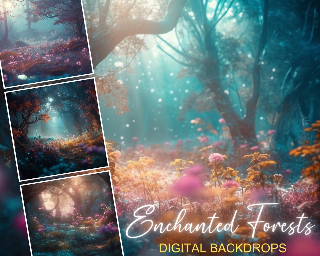4 Fine Art Enchanted Forest Bokeh Backdrops Fantasy Overlays Fairytale ...