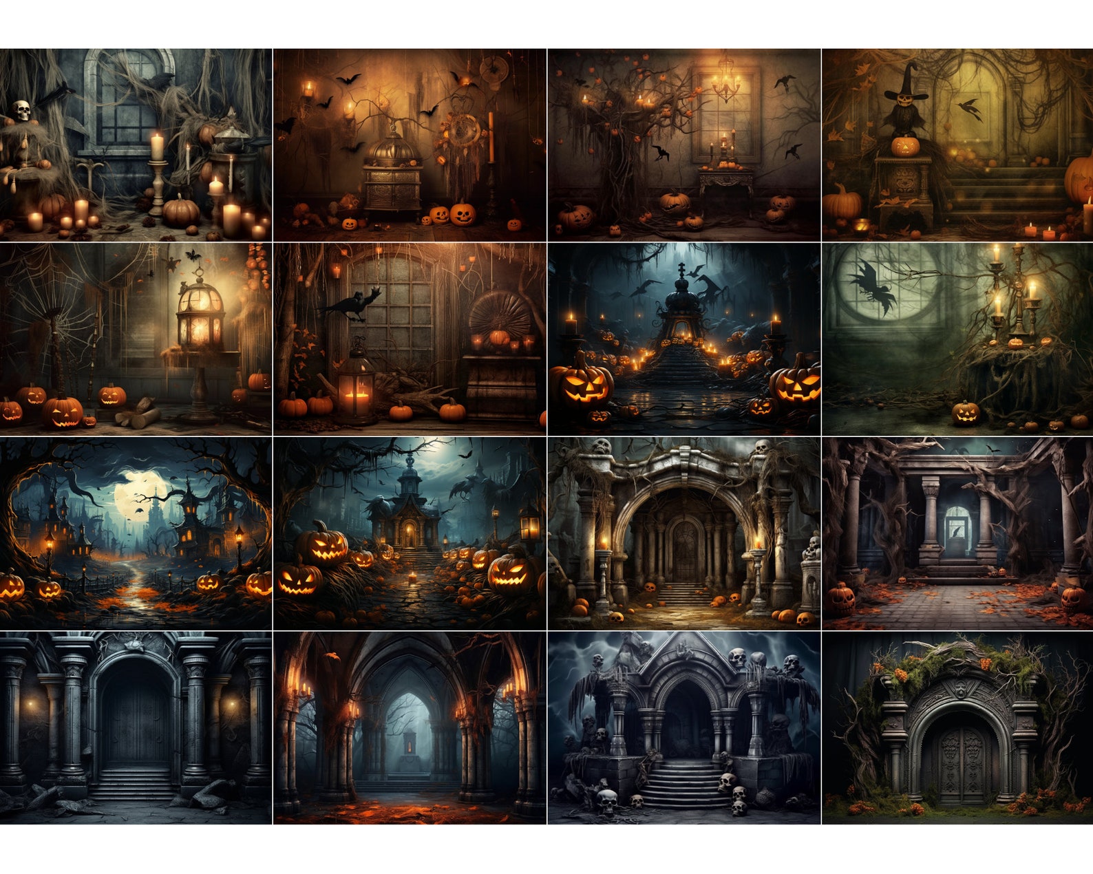 160 Halloween Backdrop Digital Bundle Halloween Horror Background ...