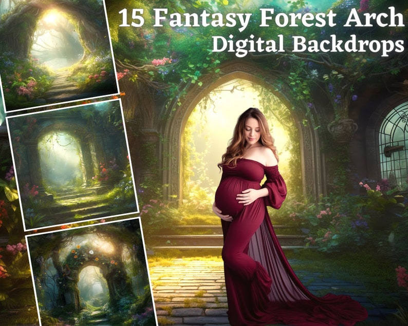 15 Fantasy Forest Backdrops Elven Forest Backdrop Magical Fairy Digital ...