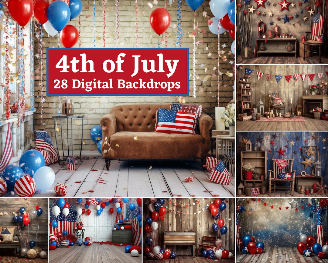 4th of July Backdrops Red White Blue Backdrops Family Kids Portrait ...