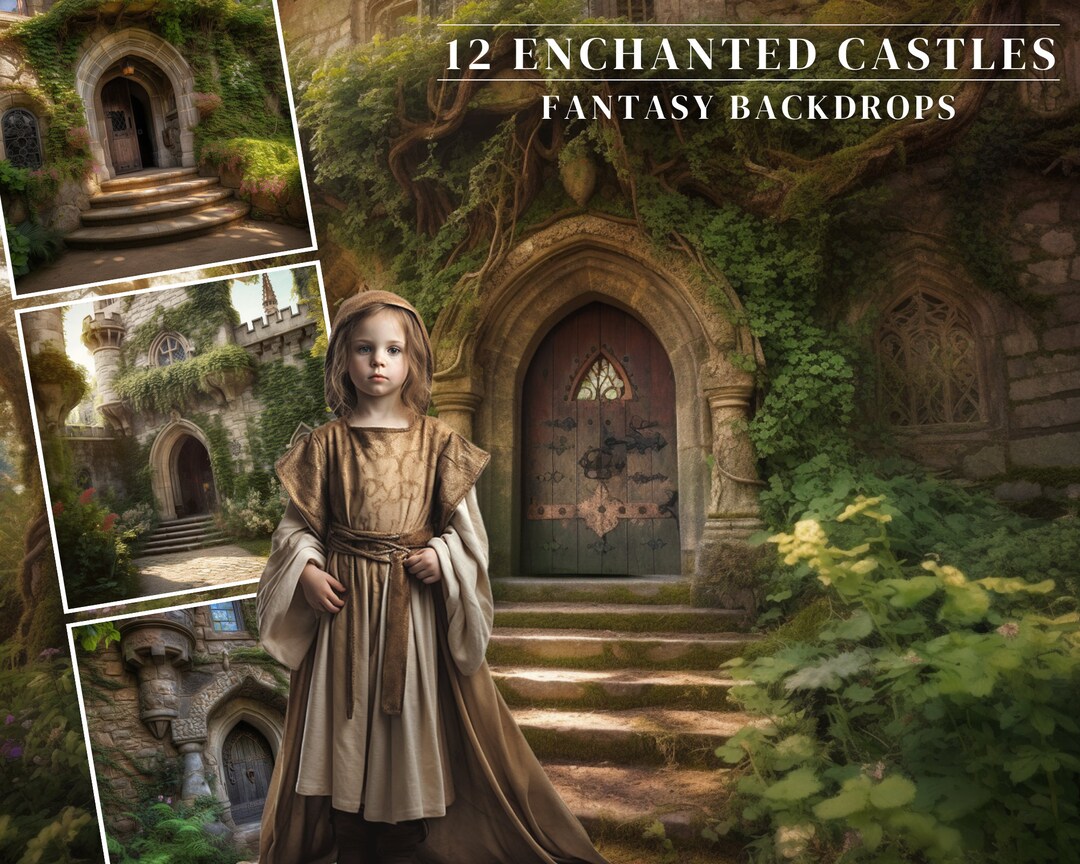 Enchanted Castle Digital Backdrop Magical Fairytale Forest Backdrop ...