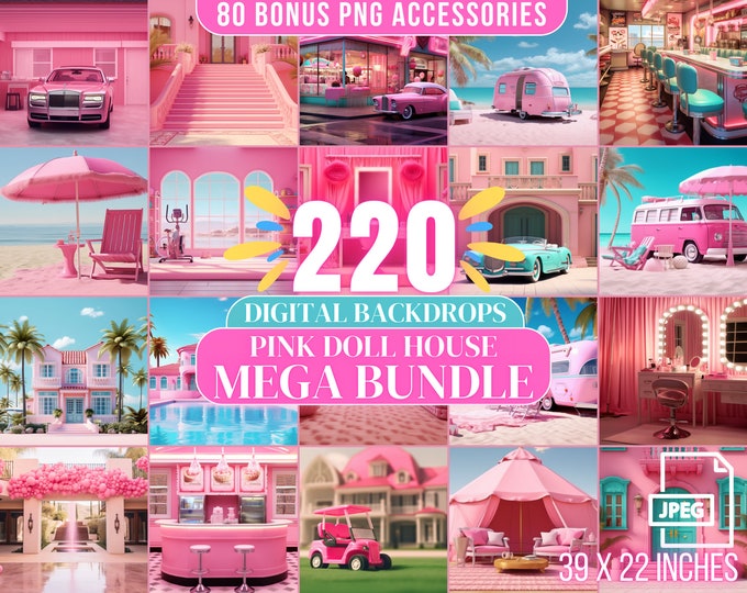 220 Dolly Inspired Digital CG Backdrops Dolly Dream House Backdrop ...