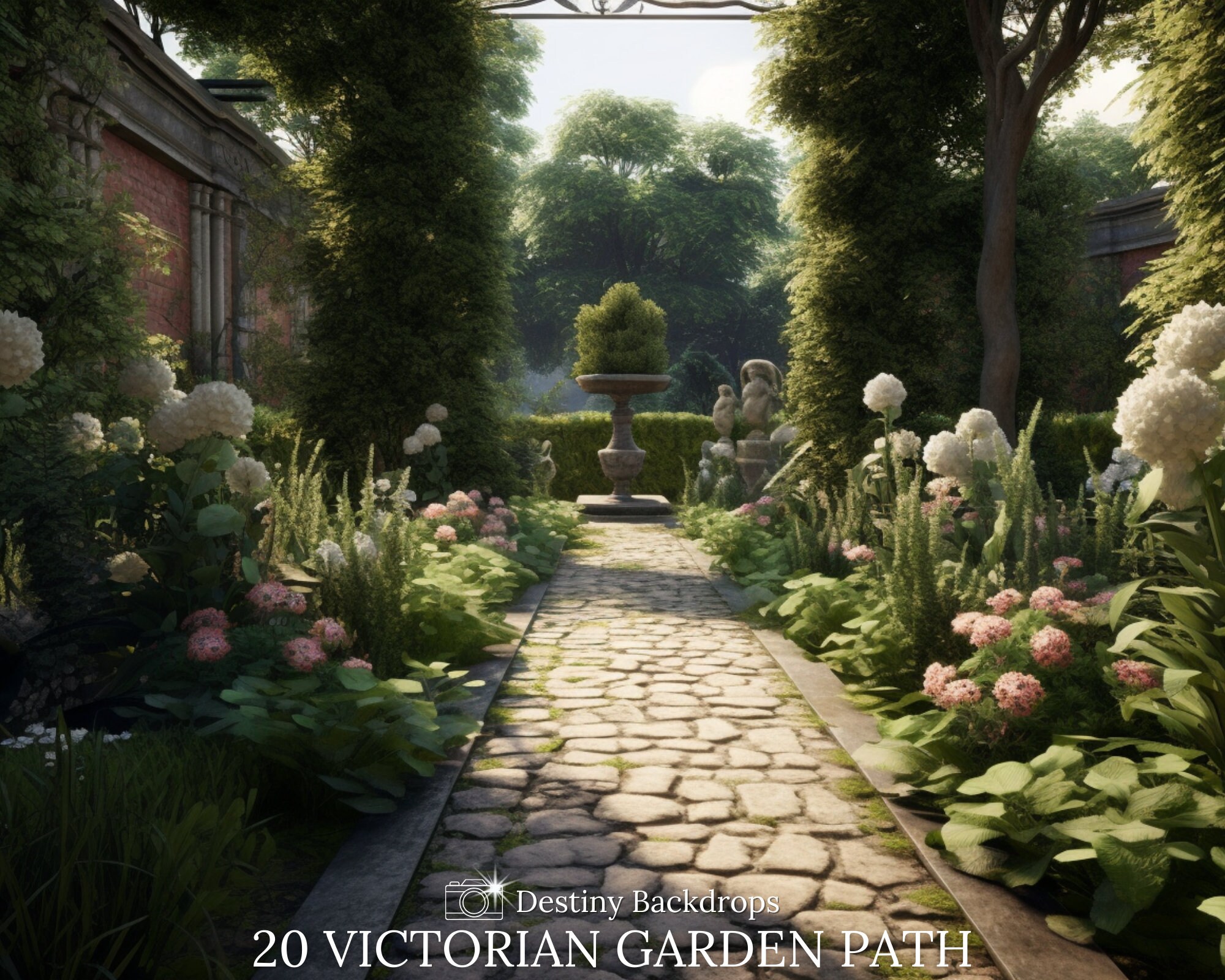 20 Victorian Garden Path Digital Backdrops Bundle Fantasy Garden Pink ...