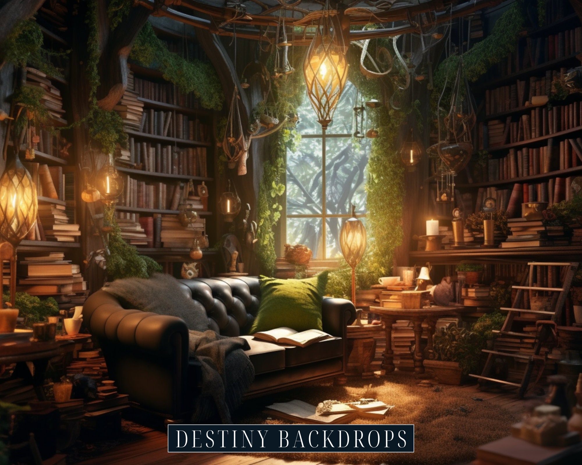 Fantasy Elven Reading Nook Backdrops Fantasy Digital Background Fairy ...