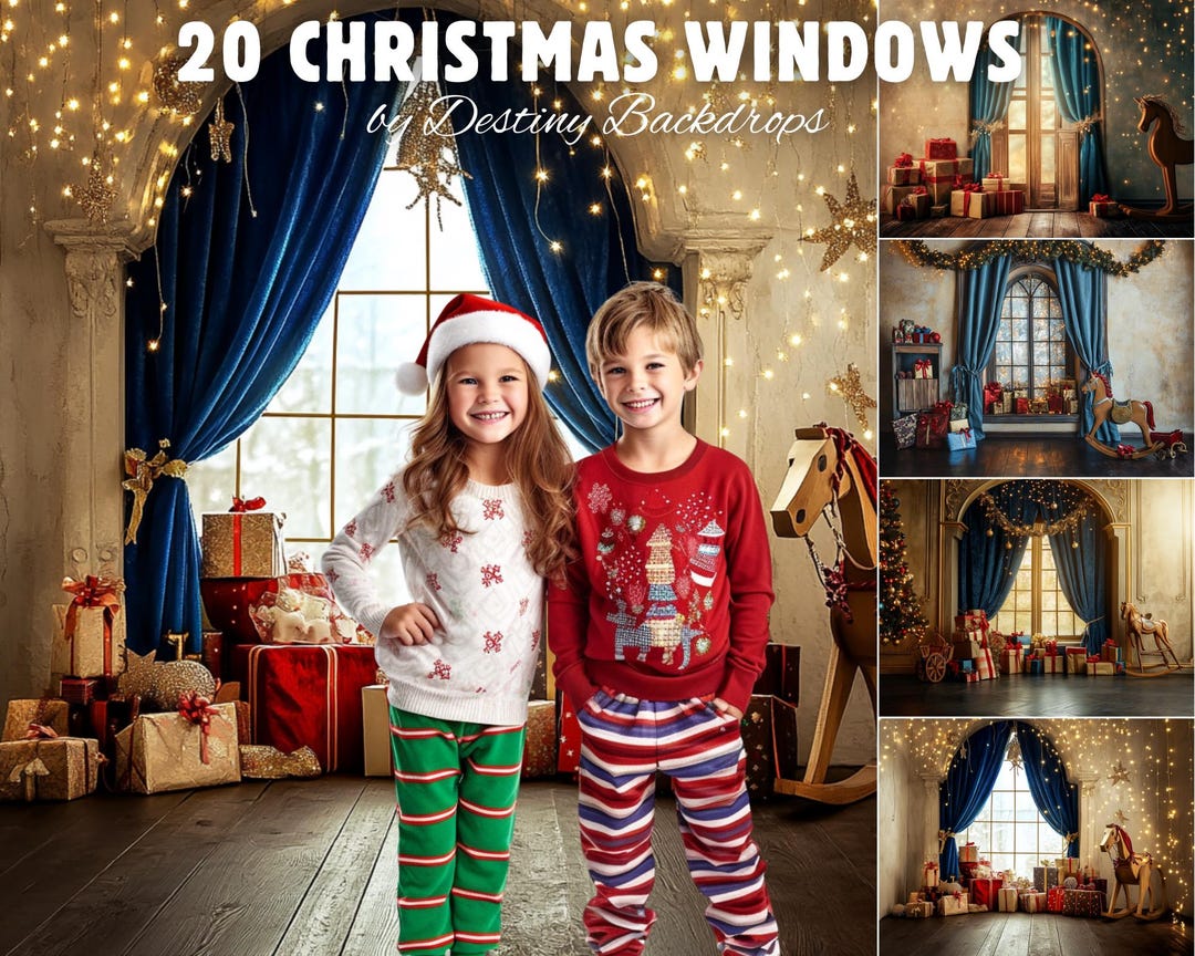 20 Vintage Christmas Window Digital Backdrops Christmas Window Digital ...