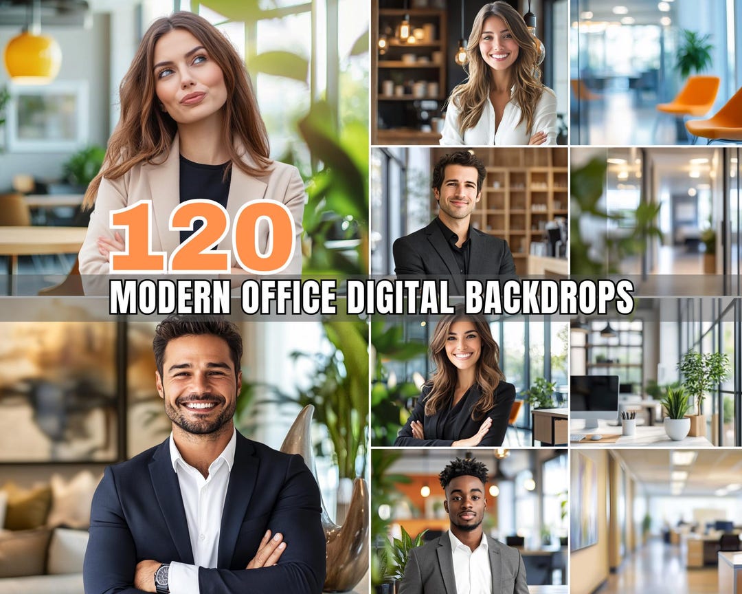 Modern Office Digital Backdrops for Professional Headshots & Business ...
