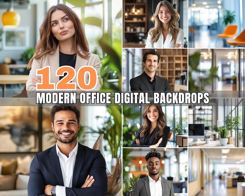 Modern Office Digital Backdrops for Professional Headshots & Business ...