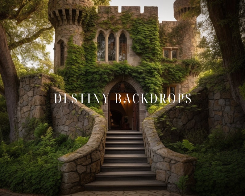 Enchanted Castle Digital Backdrop Magical Fairytale Forest Backdrop ...