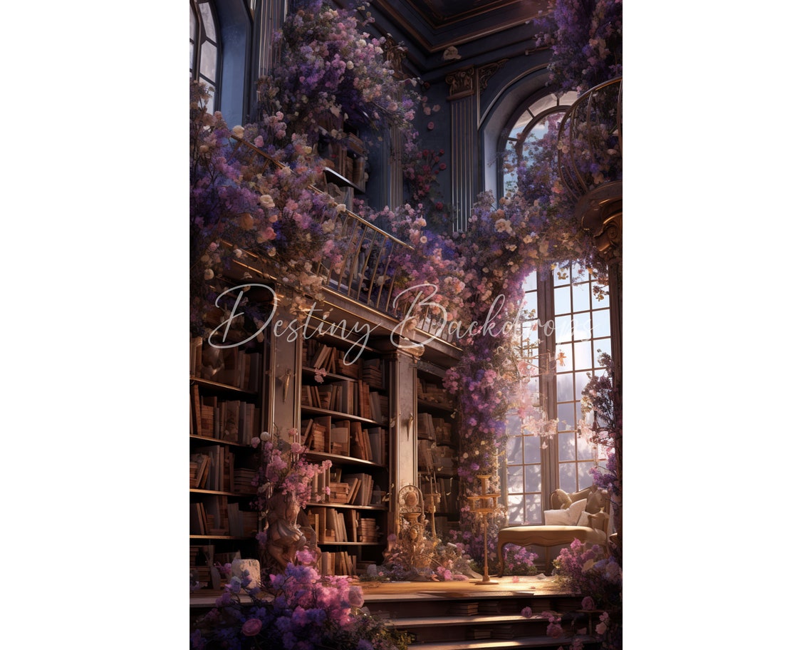 Fine Art Victorian Library Backdrop Floral Textured Art Lilac Flower ...