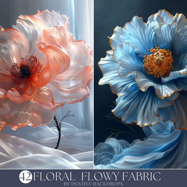 Flowy Fabric Flower Digital Backdrops, Maternity Background, Portrait Studio Photography Digital ...