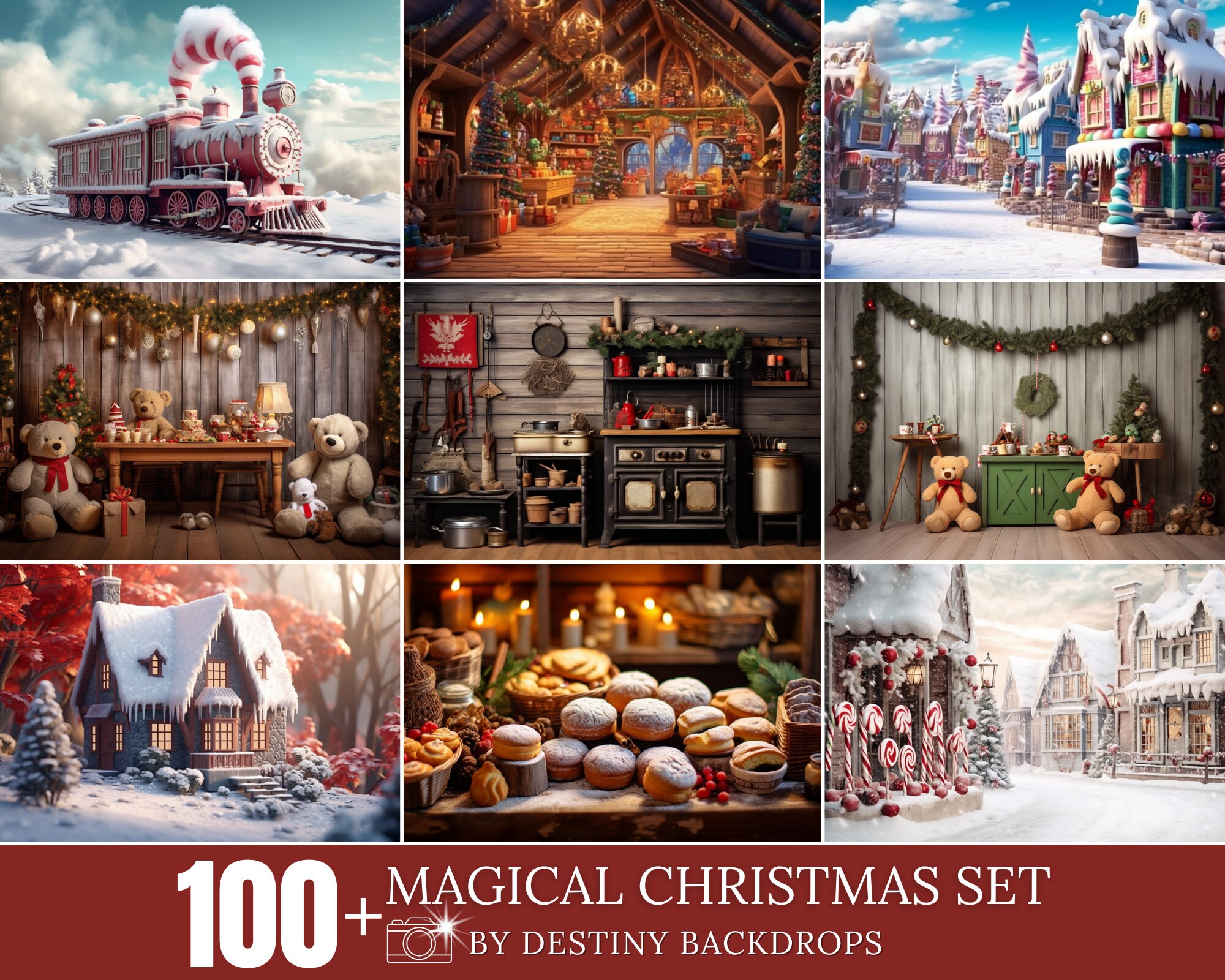 100 Christmas Backdrops Digital Background Massive Christmas Bundle ...