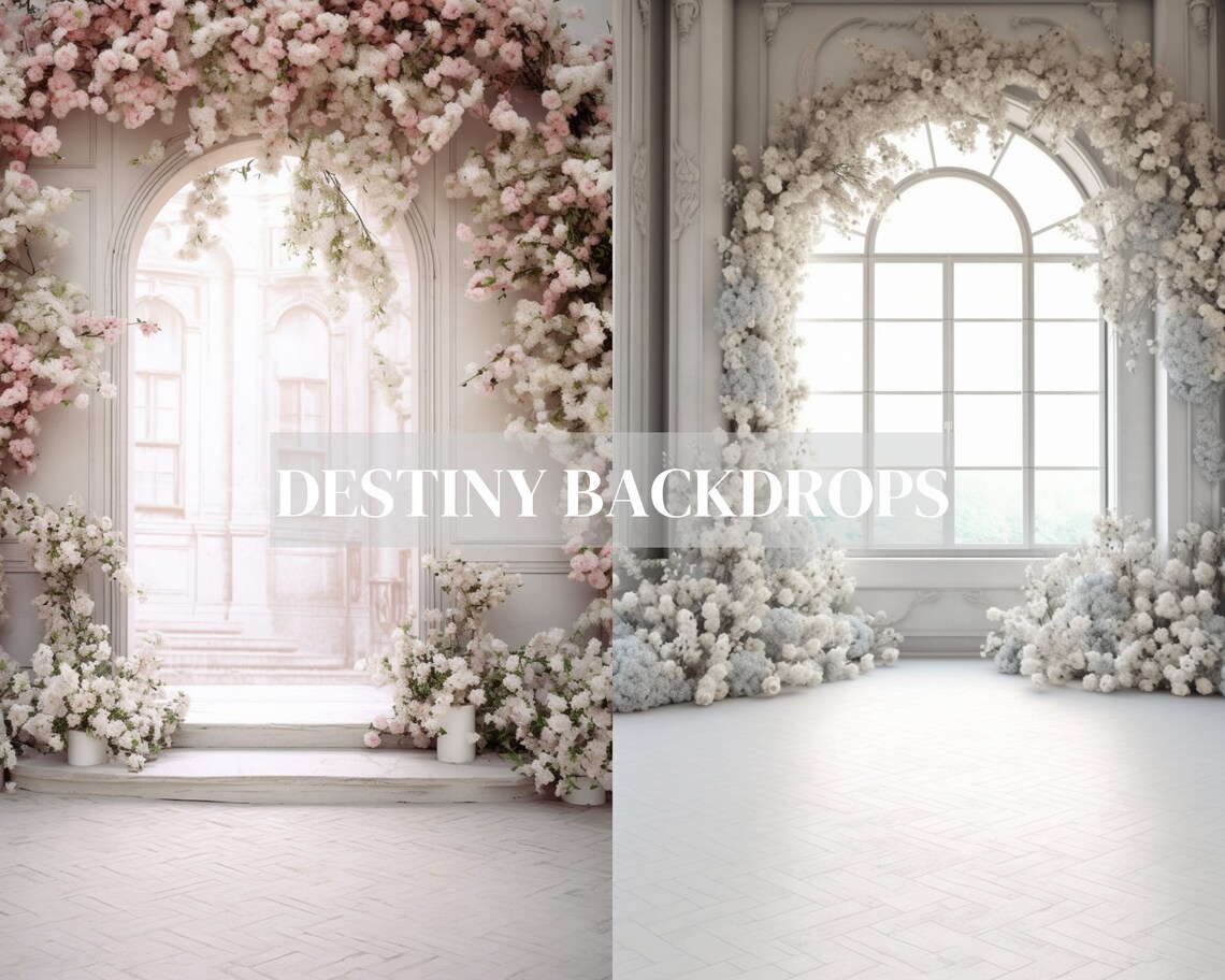 12 White Floral Room Set Backdrops White Backdrop Maternity Backdrop ...