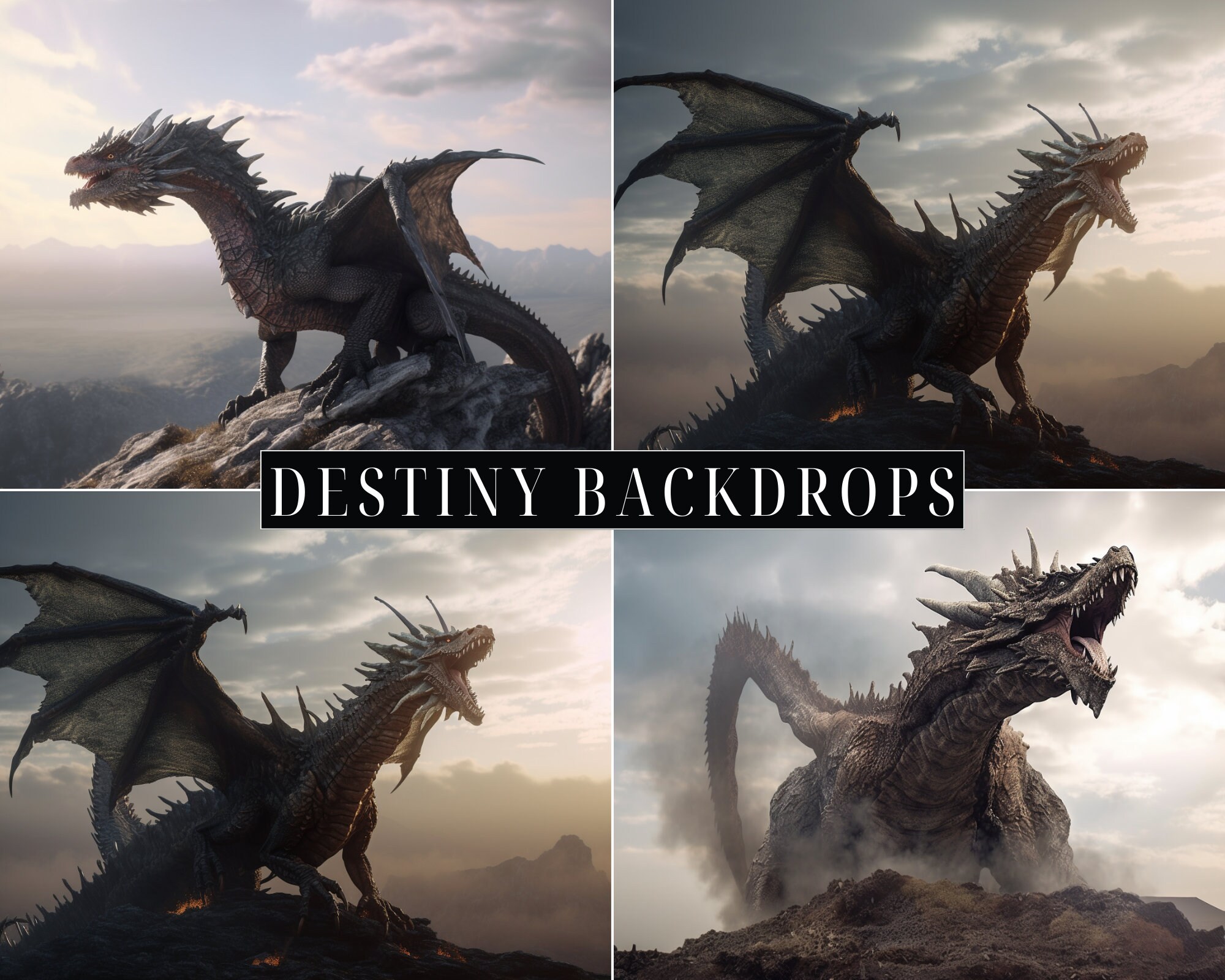 Fantasy Dragon Backdrop Dragon Digital Backdrop Dragon Flying Over a ...