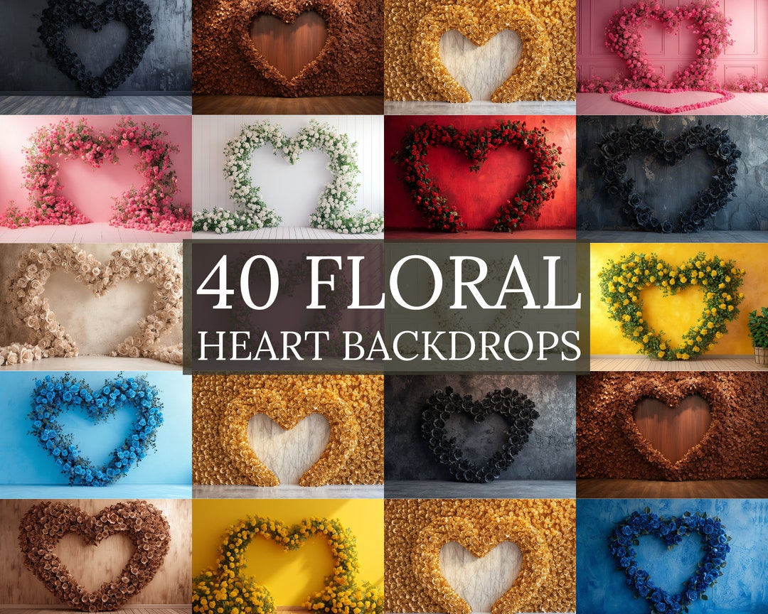 Valentines Day Flower Heart Digital Background Flower Heart Love ...