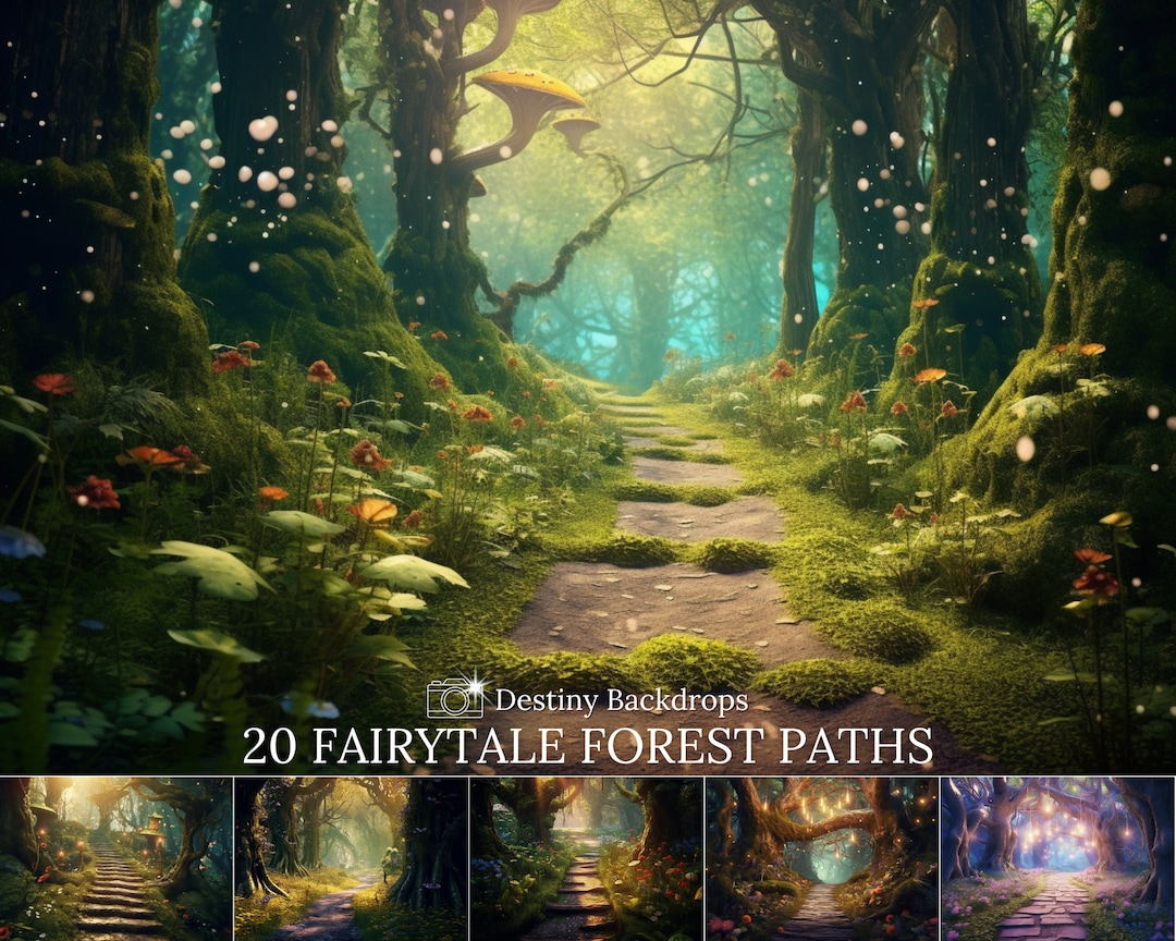 20 Fairytale Forest Path Digital Backdrops Bundle Enchanting Medieval ...