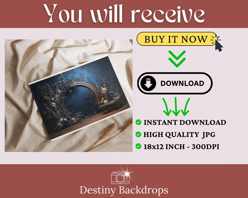 Dark Blue Marble Gold Hoop Maternity Portrait Floral Ring Digital ...