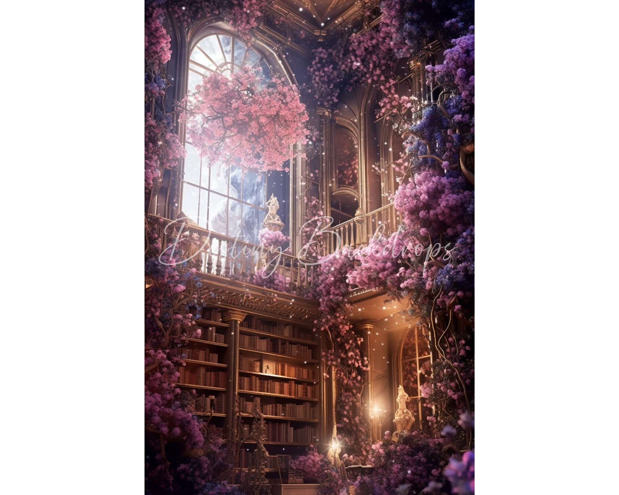Fine Art Victorian Library Backdrop Floral Textured Art Lilac Flower ...