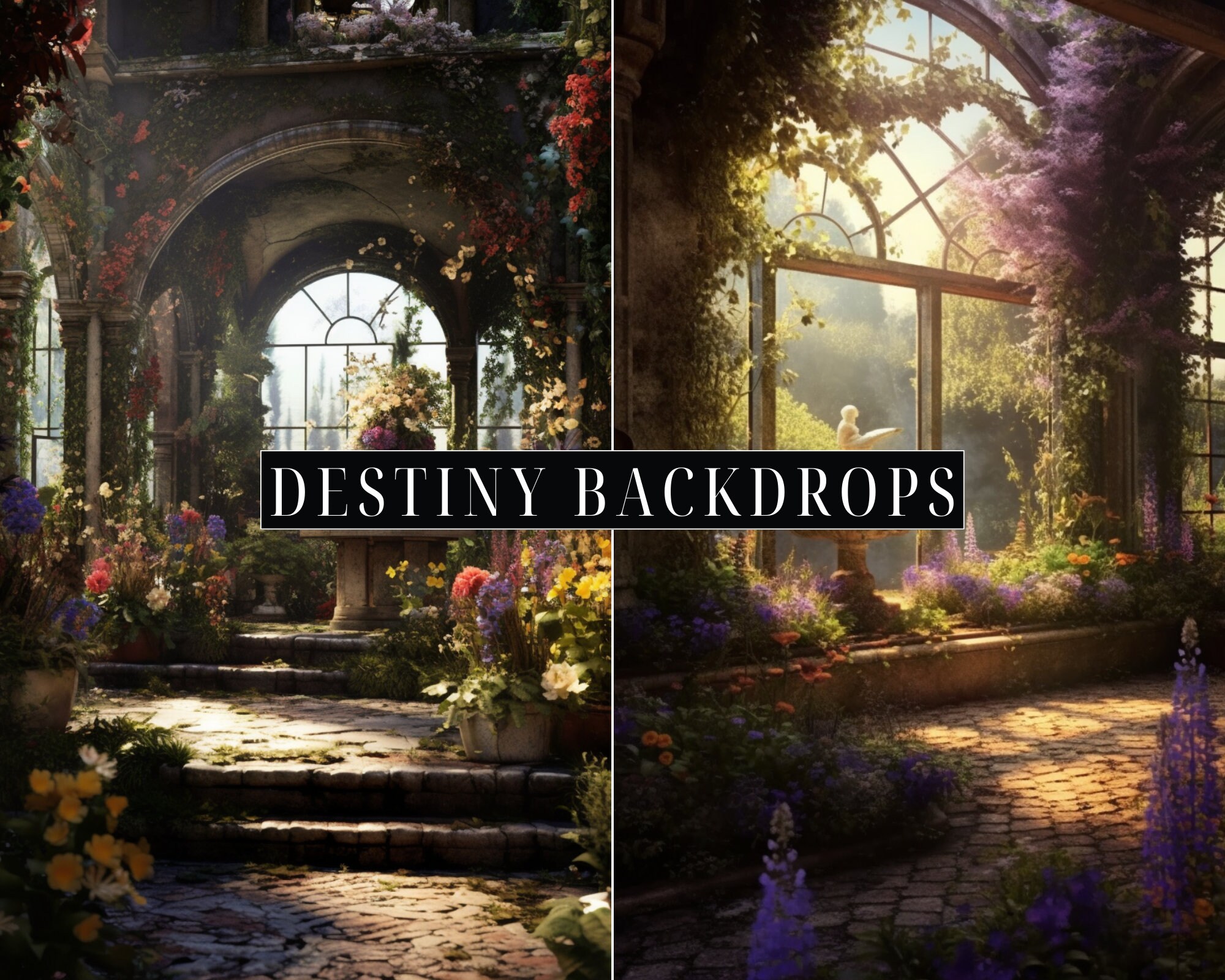 12 Fantasy Garden Landscape Backdrop Lavender Garden Background ...