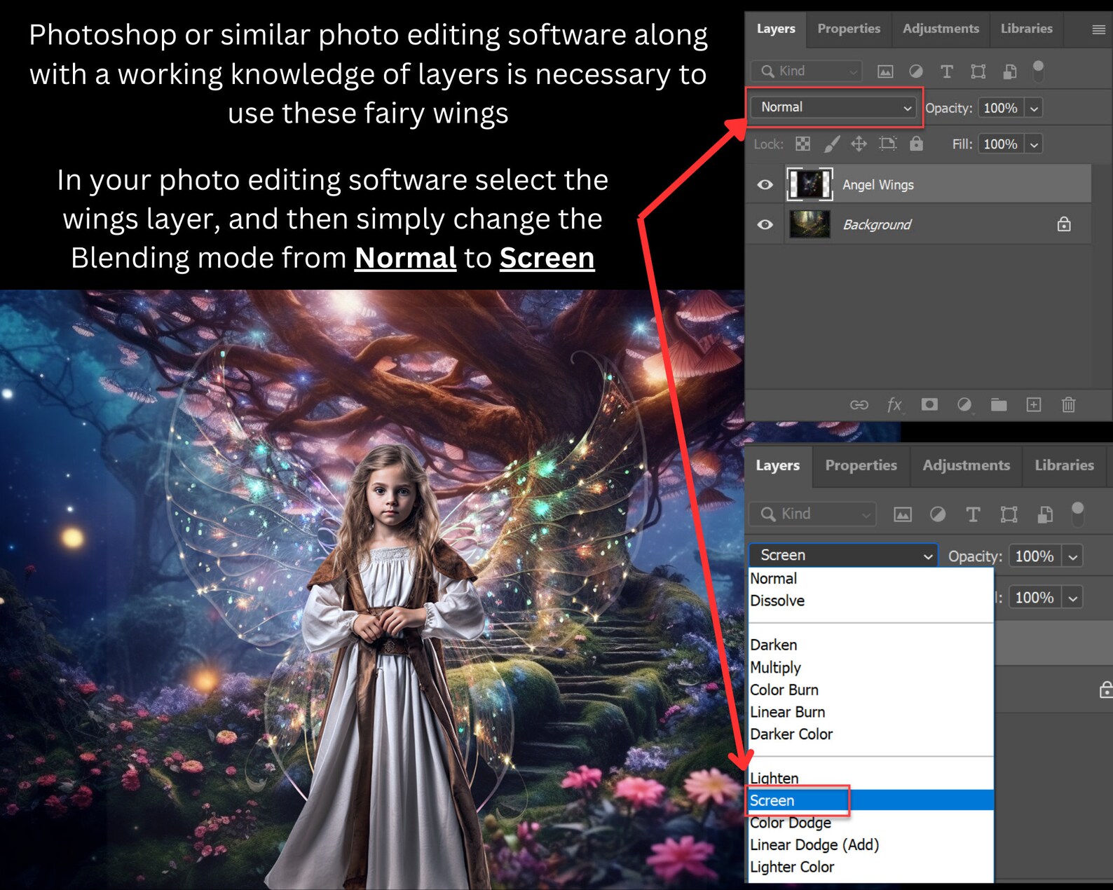 Fairy Wing Overlays Photoshop Overlays Magic Digital Wings Sparkly ...