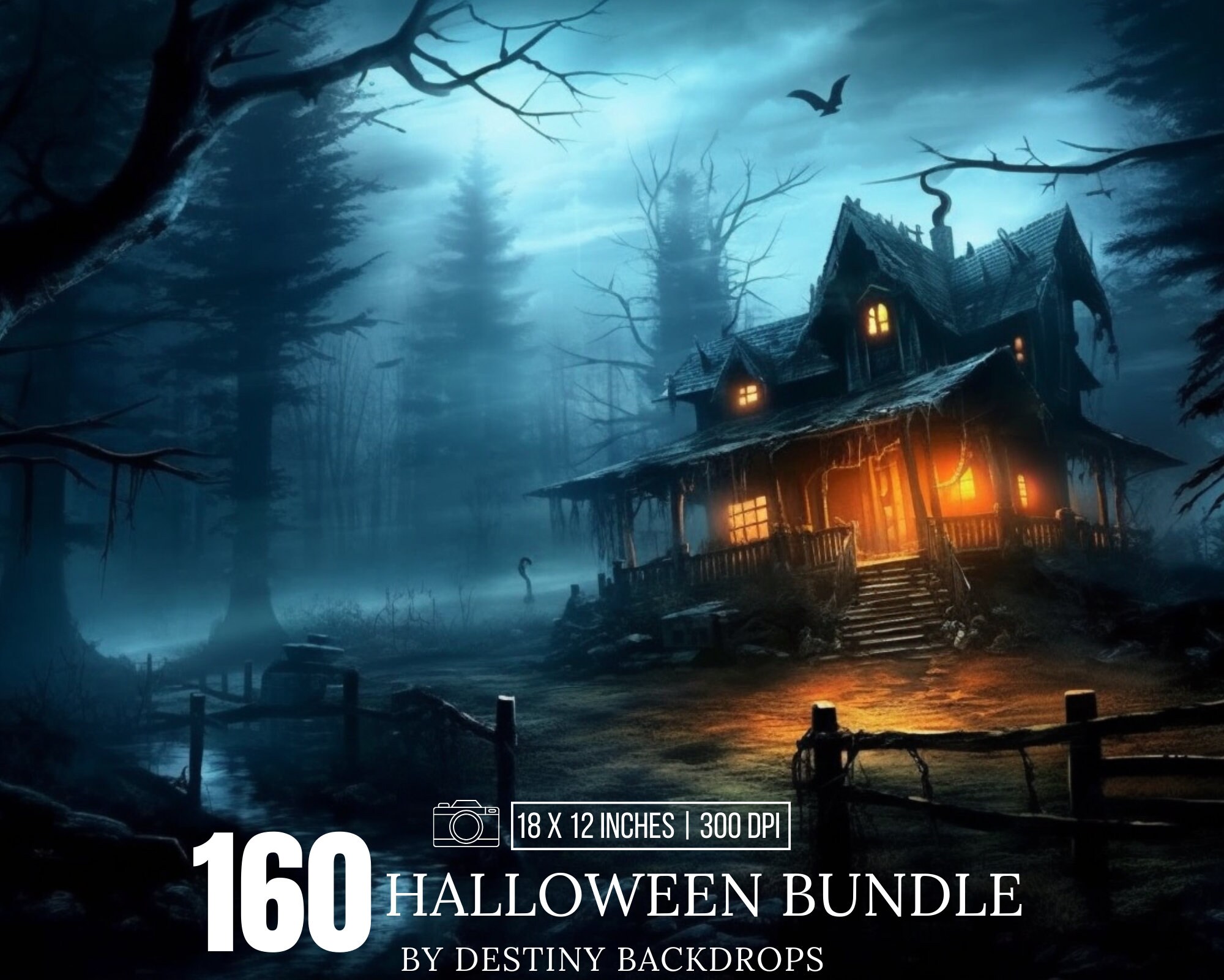 160 Halloween Backdrop Digital Bundle Halloween Horror Background ...