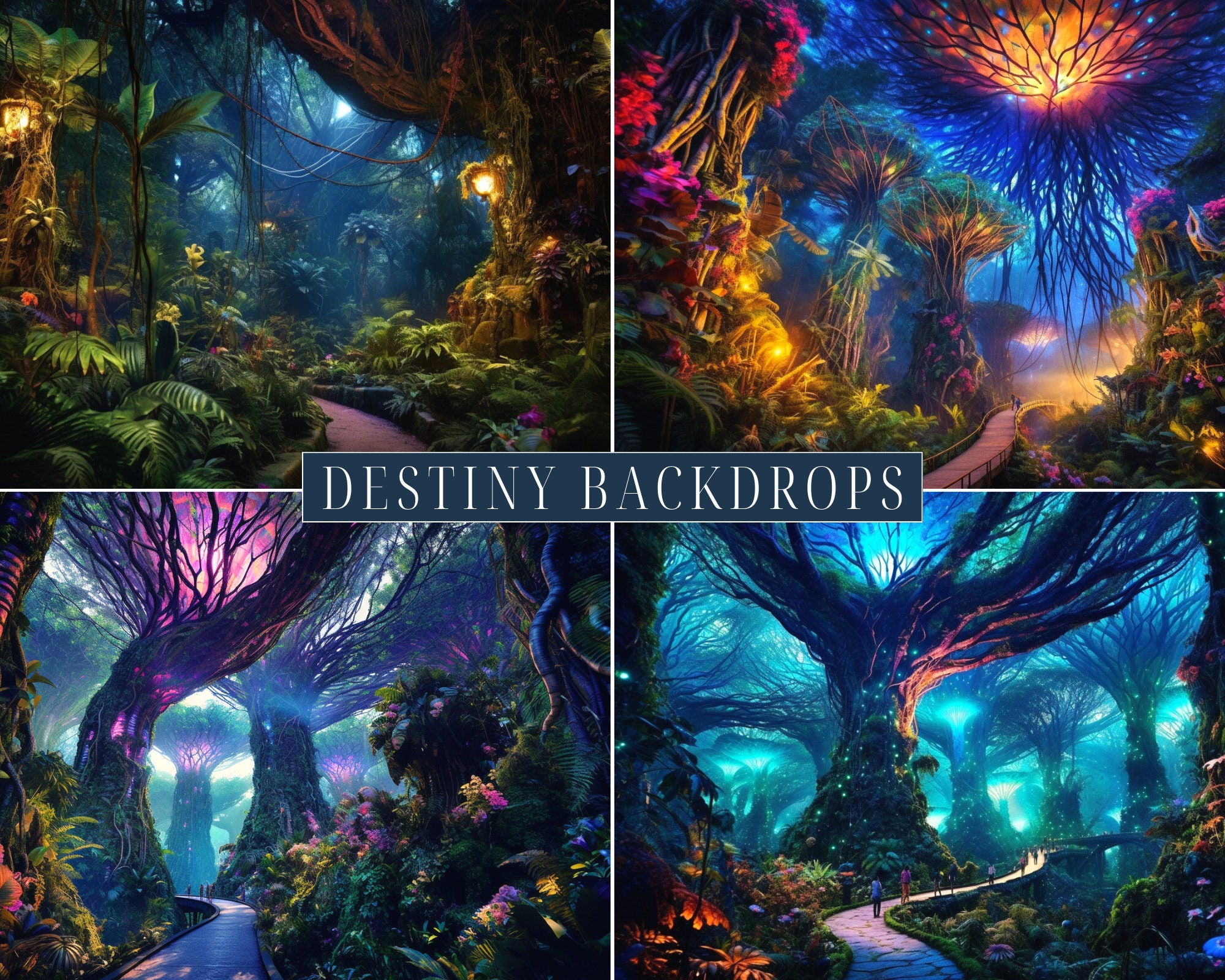 Enchanted Forest Digital Backdrops Magical Forest Backdrops Vibrant ...