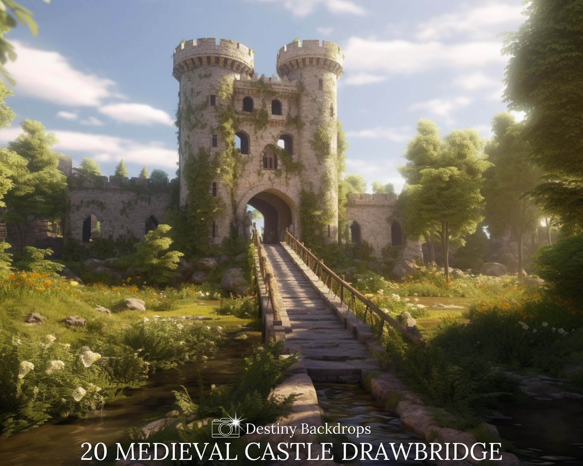20 Medieval Castle Drawbridge Digital Backdrops Bundle - Etsy UK