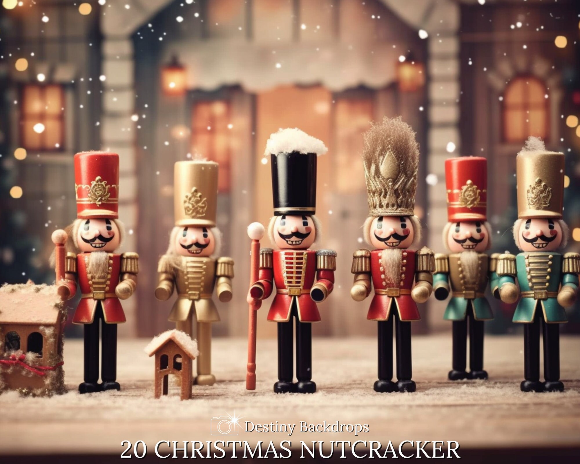 Christmas Nutcracker Digital Backdrop Bundle Vintage Christmas Background Elegant Xmas Backdrop ...
