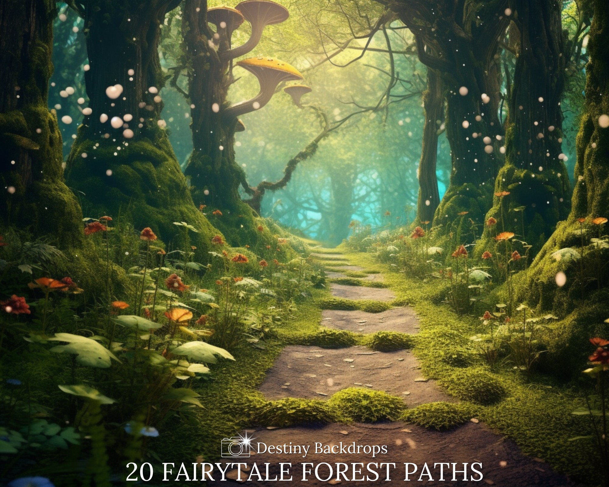 20 Fairytale Forest Path Digital Backdrops Bundle Enchanting Medieval ...