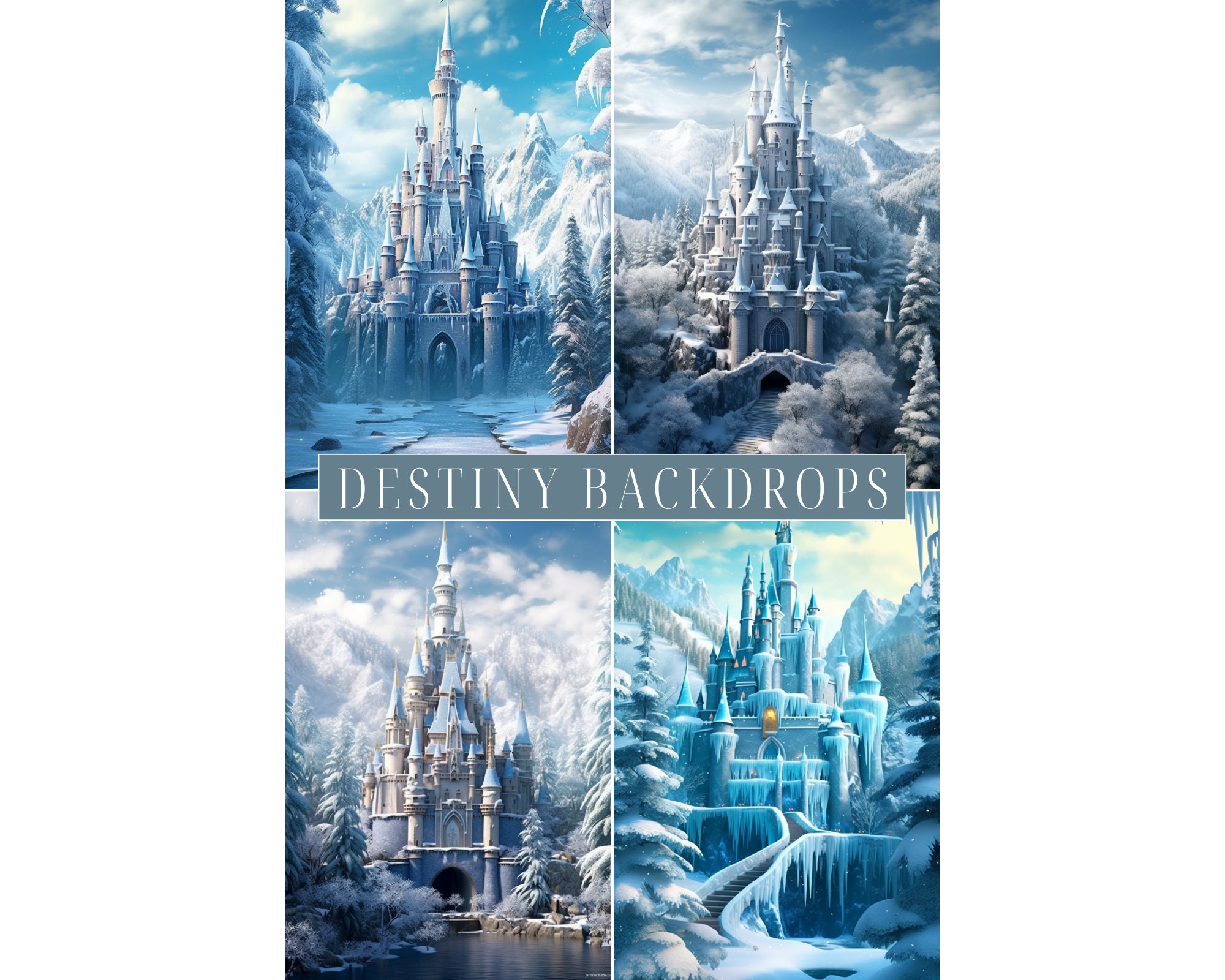 12 Frozen Castle Backdrops Winter Scene Winter Fantasy Blue - Etsy