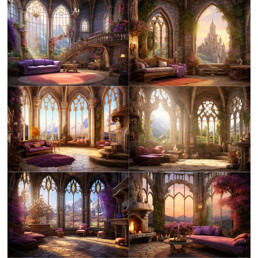 22 Fairytale Castle Digital Backdrops Lavender Castle Backdrop Magic ...