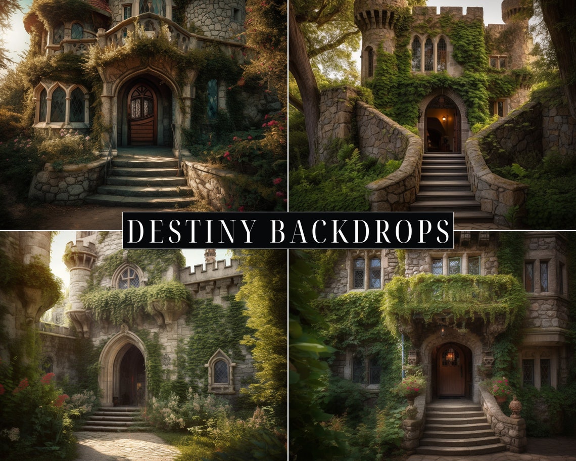 Enchanted Castle Digital Backdrop Magical Fairytale Forest Backdrop ...