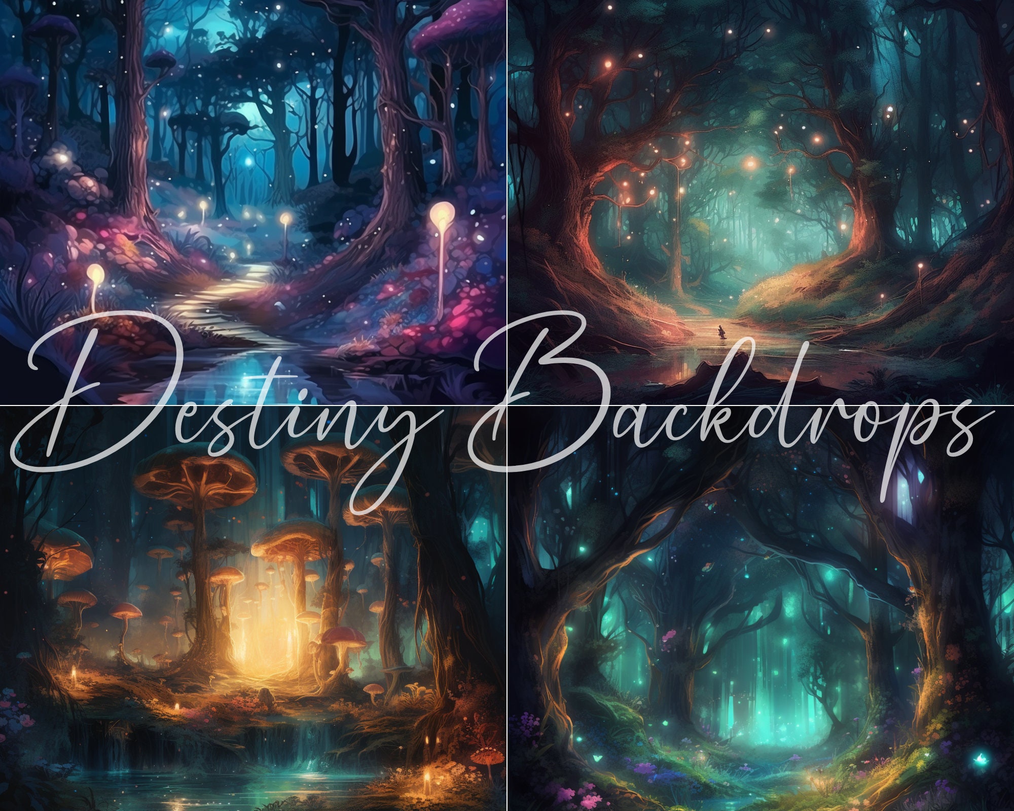 20 Enchanted Forest Backdrops Fairytale Forest Fantasy Overlays Fine ...