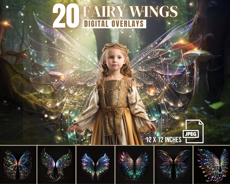Fairy Wing Overlays Photoshop Overlays Magic Digital Wings Sparkly ...