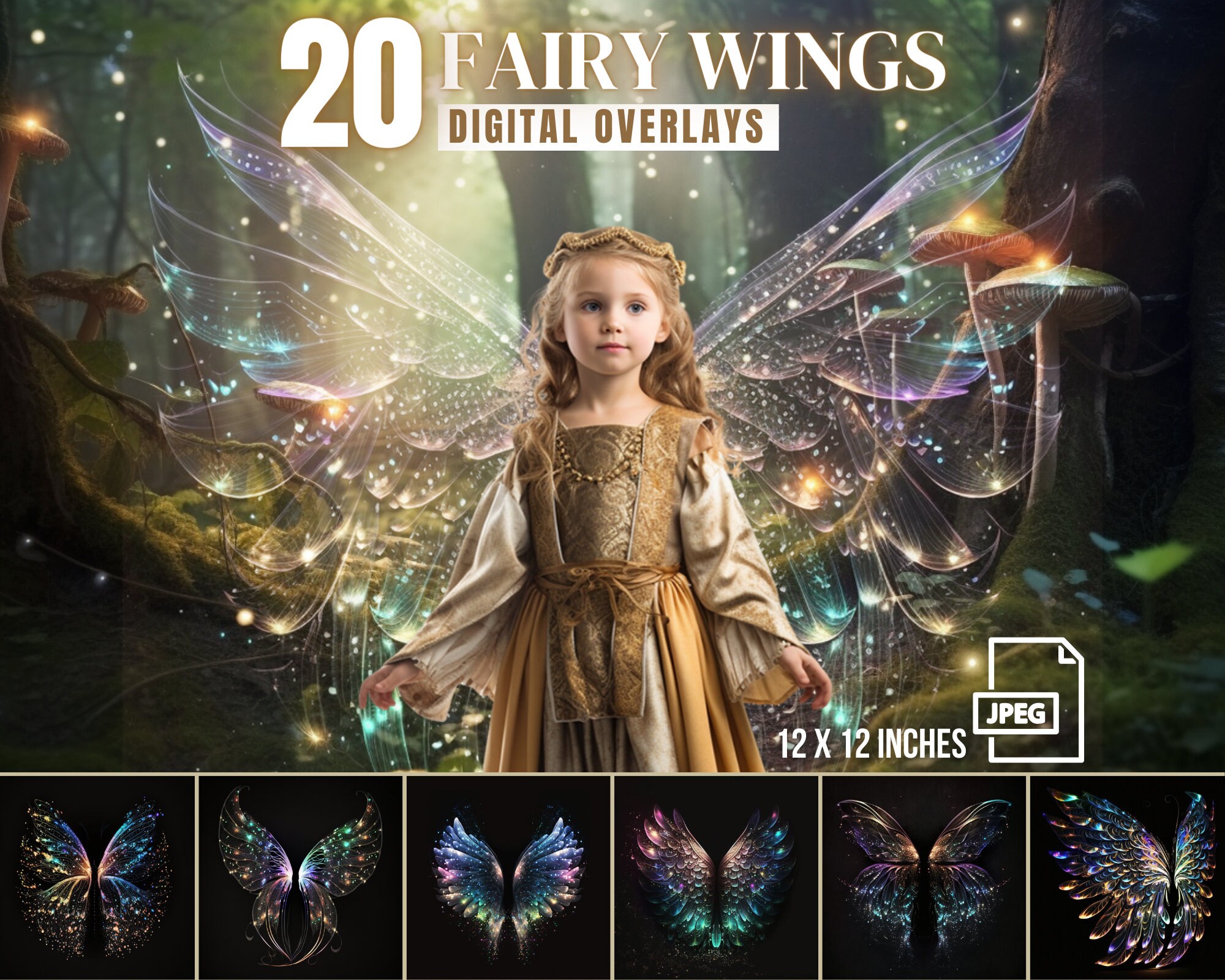 Fairy Wing Overlays Photoshop Overlays Magic Digital Wings Sparkly ...