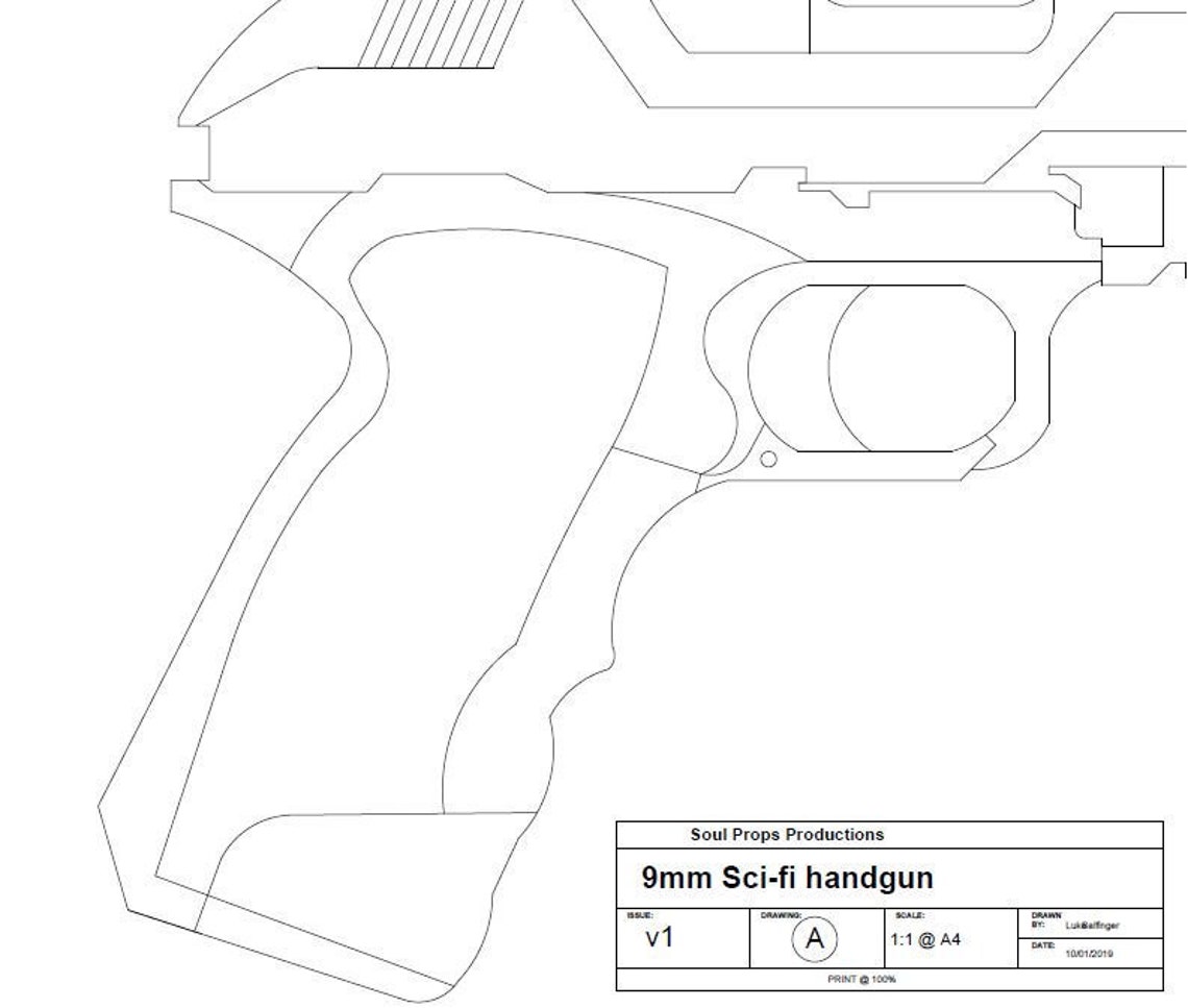9mm Sci-fi Handgun Template - Etsy