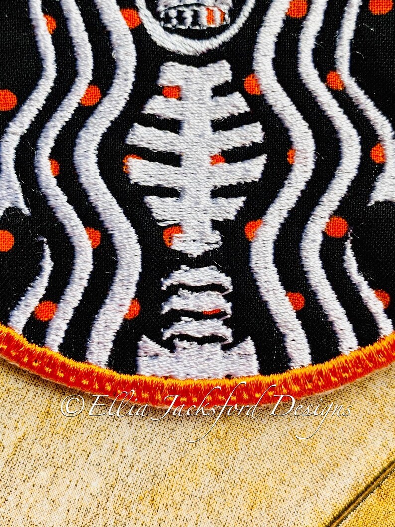 ITH Halloween Skeleton Patch Embroidery Design - Etsy