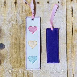 ITH Set of Two Heart Bookmarks Embroidery Design - Etsy