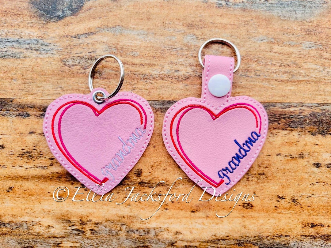 Grandma Heart Keyfob Embroidery Design 2 FINISHES - Etsy