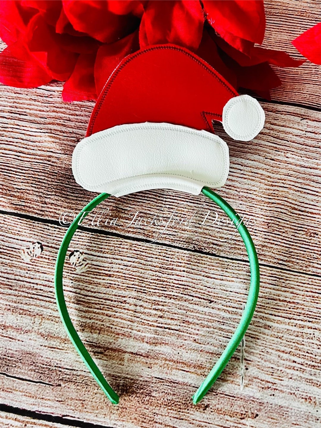 Santa Hat Headband Embroidery Design - Etsy