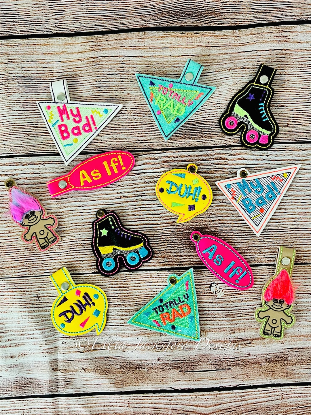 80s Themed Keyfob Embroidery Design BUNDLE - Etsy