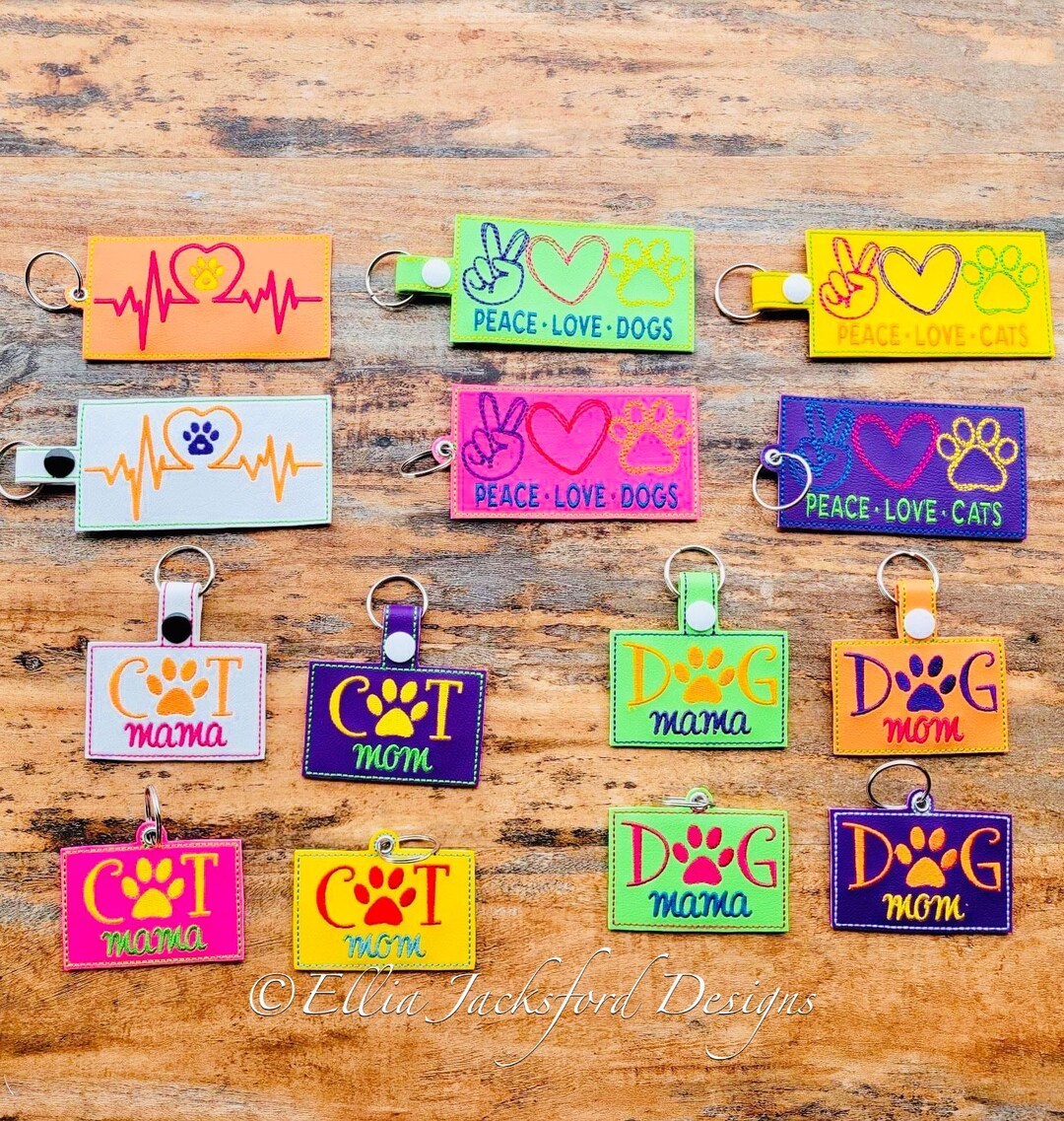 Pet Keyfob Embroidery Design SET OF 7 - Etsy