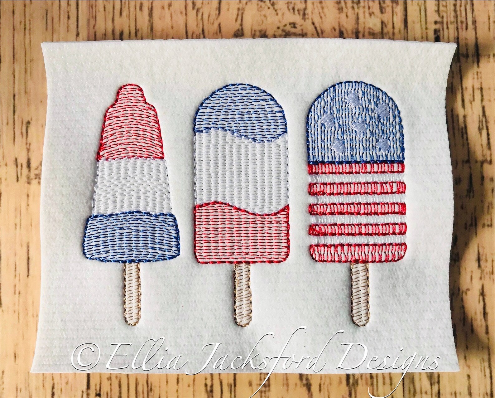 Sketch Red, White, and Blue Popsicle Embroidery Design 3 SIZES - Etsy